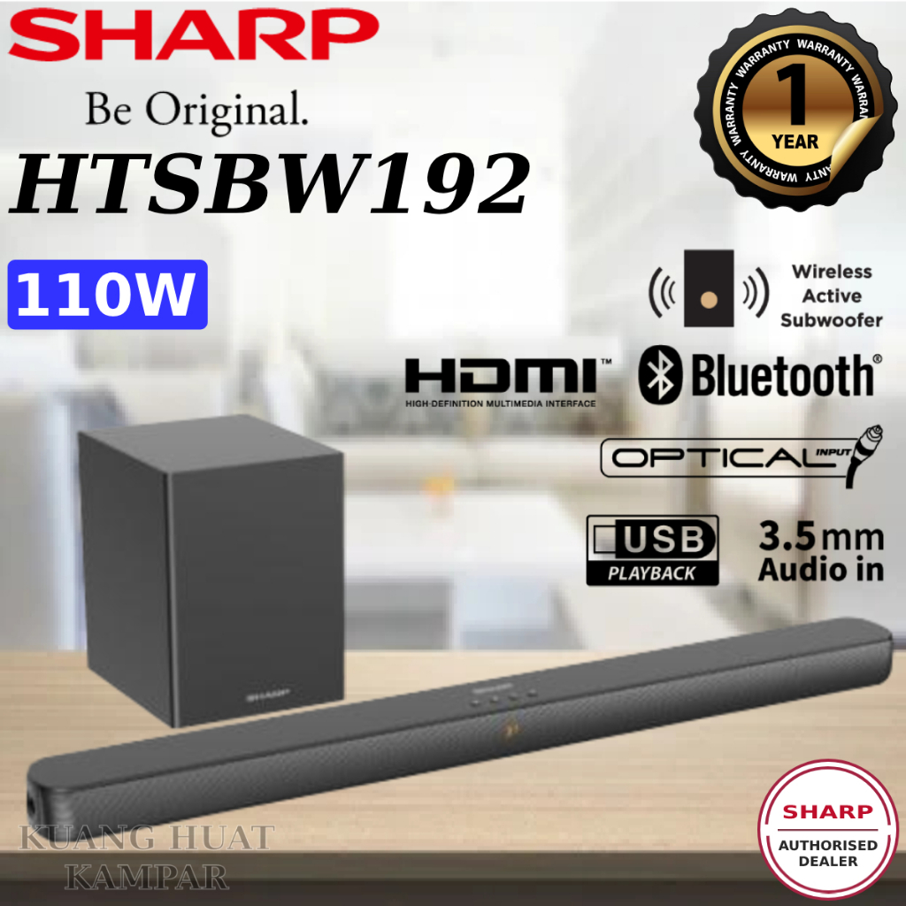 SHARP 2.1CH SOUND BAR WITH WIRELESS SUBWOOFER HTSBW192 // SOUND BAR ...
