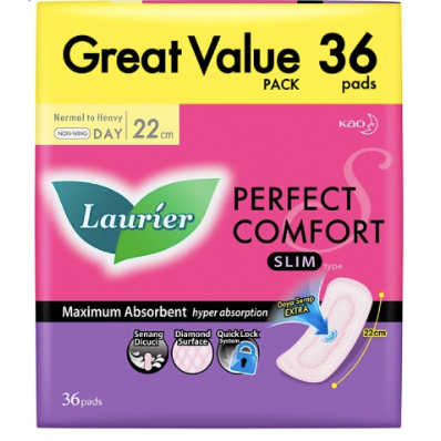 Laurier Perfect Comfort 22cm x 16s (Ultra slim- Suitable for Normal to ...