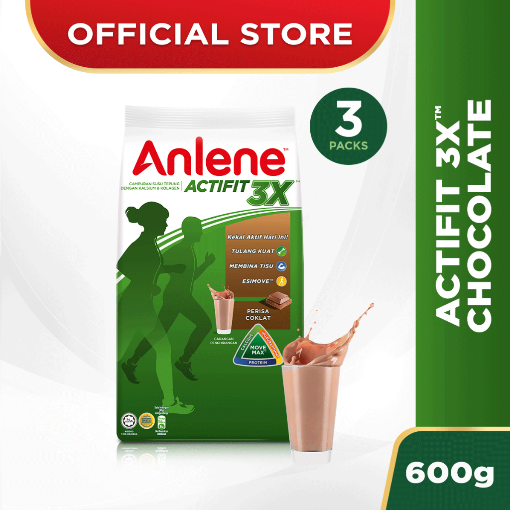 ANLENE Actifit 3X Regular High Calcium Adult Milk Powder Chocolate Susu ...