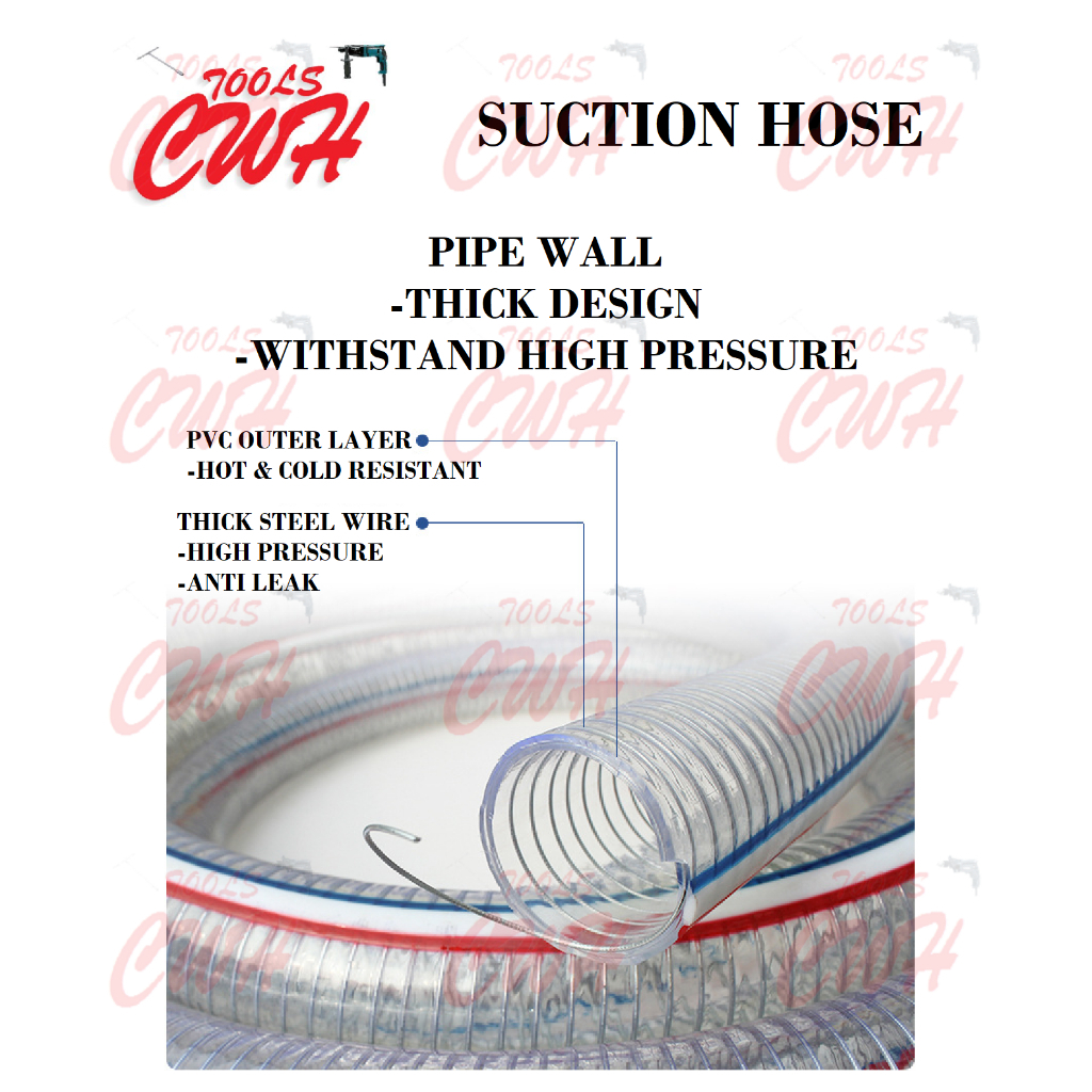 (1M) 1METER SUCTION SPRING HOSE WATER PUMP SWIMMING POOL PUMPING ...