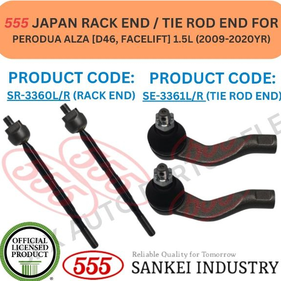 555 GENUINE JAPAN TIE ROD END / RACK END FOR PERODUA ALZA [D46 ...