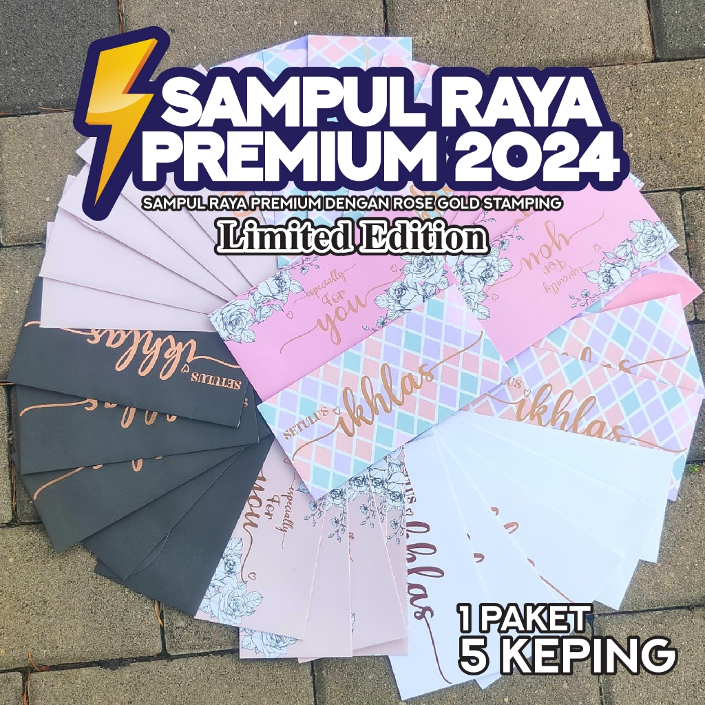 5 pcs Sampul Raya Premium 2023 _ 7 Colours with Rose Gold Stamping ...