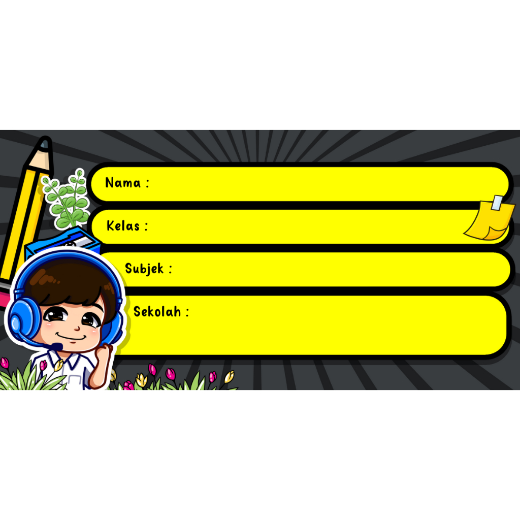 Sticker Buku Latihan Cute Design | Pelekat Nama Buku Nota | Sticker ...