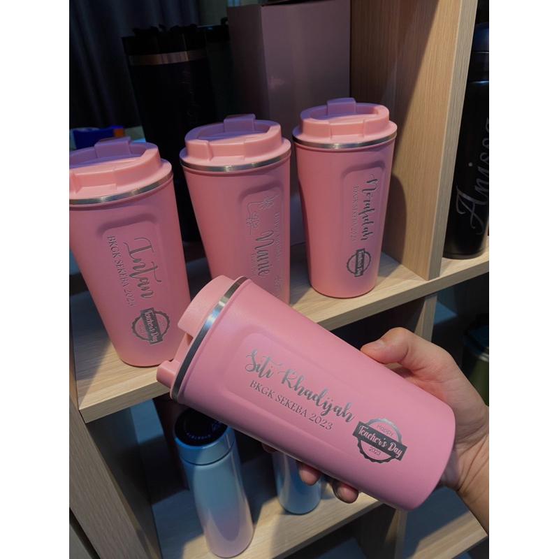 Laser Engrave Hadiah Perempuan + Custom Nama/Wish (Thermos Coffee Mug ...