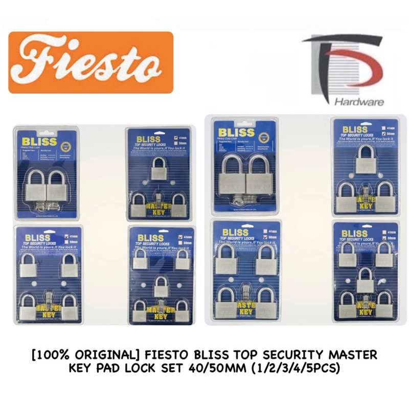 [100% ORIGINAL] FIESTO BLISS TOP SECURITY MASTER KEY PAD LOCK SET 40 ...