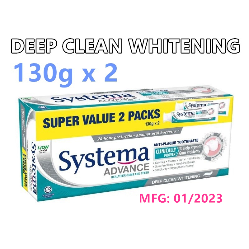 SYSTEMA SUPER VALUE 2 PACKS Advance Anti-Plague Toothpaste - Deep Clean Whitening (130g x 2 ...