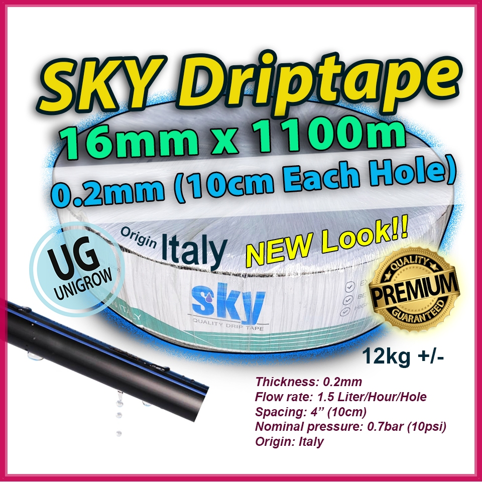 (1000 meter) SKY Quality Drip Tape Italy Paip Drip 16mm x 0.2mm x ...