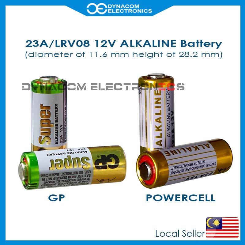 GP23A POWERCELL 23A 12V Alarm-Remote Alkaline Batteries Auto-gate 23A ...