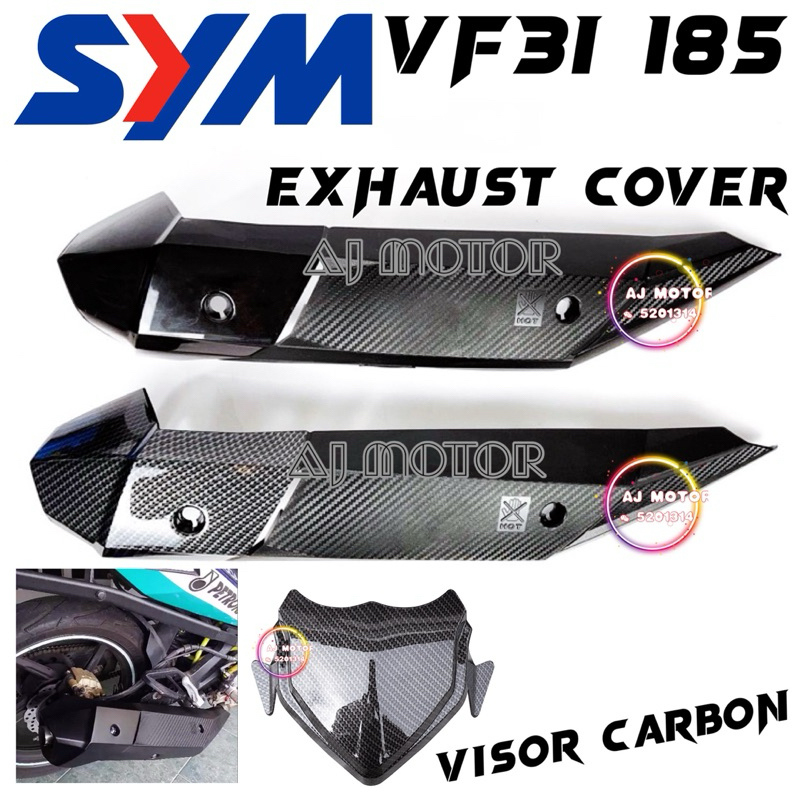 CARBON EXHAUST COVER & VISOR FOR SYM185 VF3i SYM 185 VF3 V1 V2 V3 ...