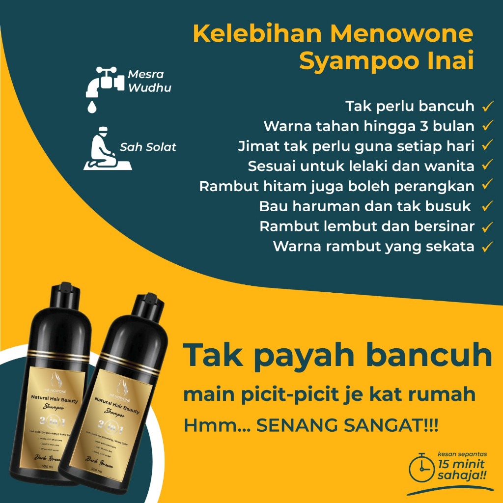 (Me.nowone) Shampoo Inai Henna Mesra Wuduk Lulus KKM & Labtest Tutup ...