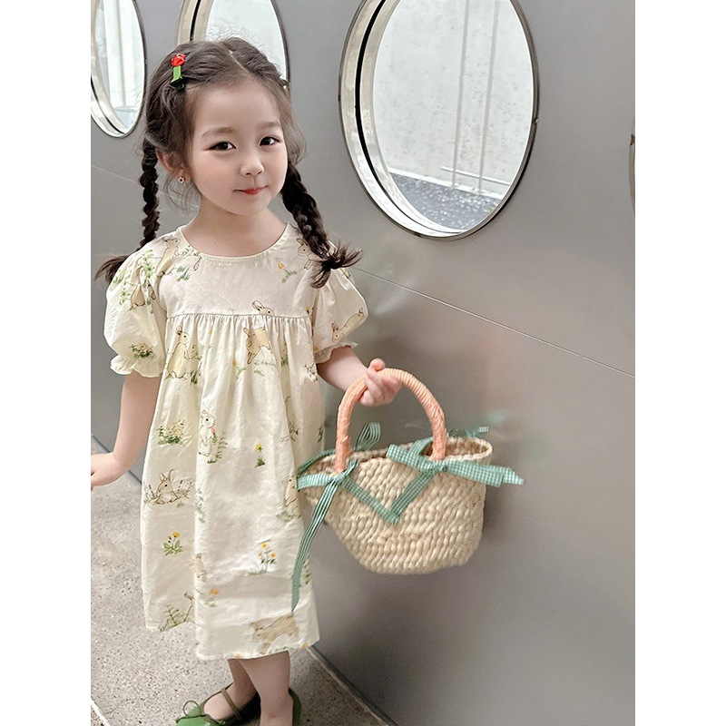 Hania Gaun Budak Perempuan Corak Arnab Lengan Pendek 2–8 Tahun (Girls ...