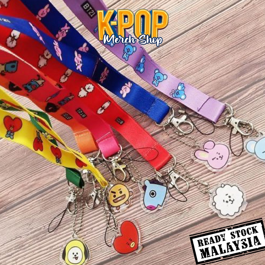 BTS BT21 Tinytan Bangtan OT7 Kpop Merch Tali Lanyard Strap Wrist Neck | Shopee Malaysia
