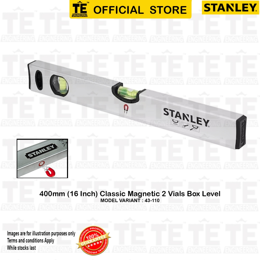 STANLEY 400mm (16 Inch) Classic Magnetic 2 Vials Box Level (MODEL ...