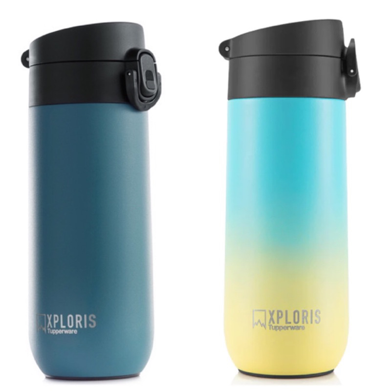 Tupperware Xploris™ Easy Open Flask Thermos 1 unit with gift box 450ml Teal Blue / Rainbow ...