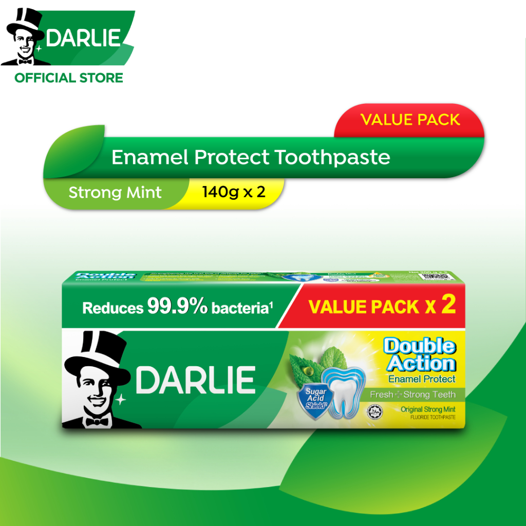 DARLIE Double Action Enamel Protect Strong Mint Toothpaste 140gx2 (Value Pack) | Shopee Malaysia