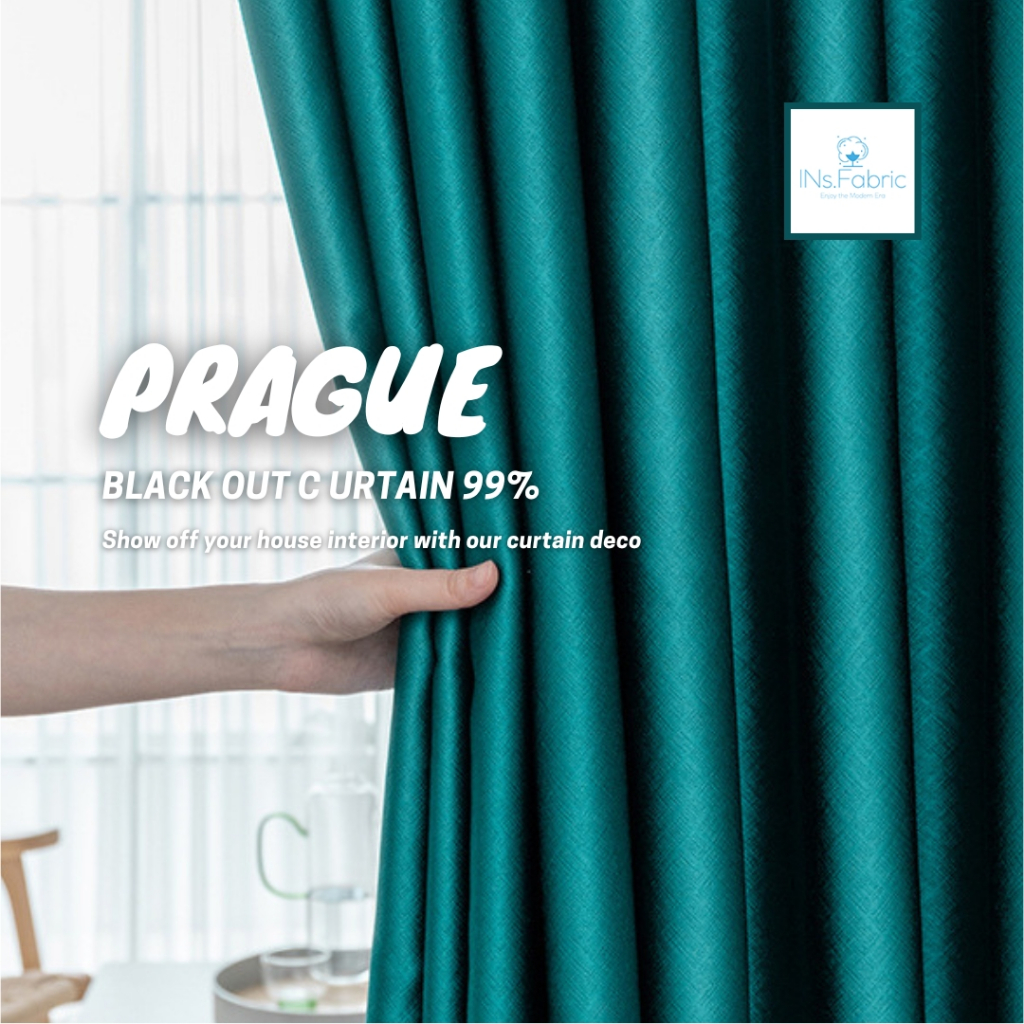 Ins Fabric Langsir Prague Blackout 100%, Blackout Curtain 100% Soft ...