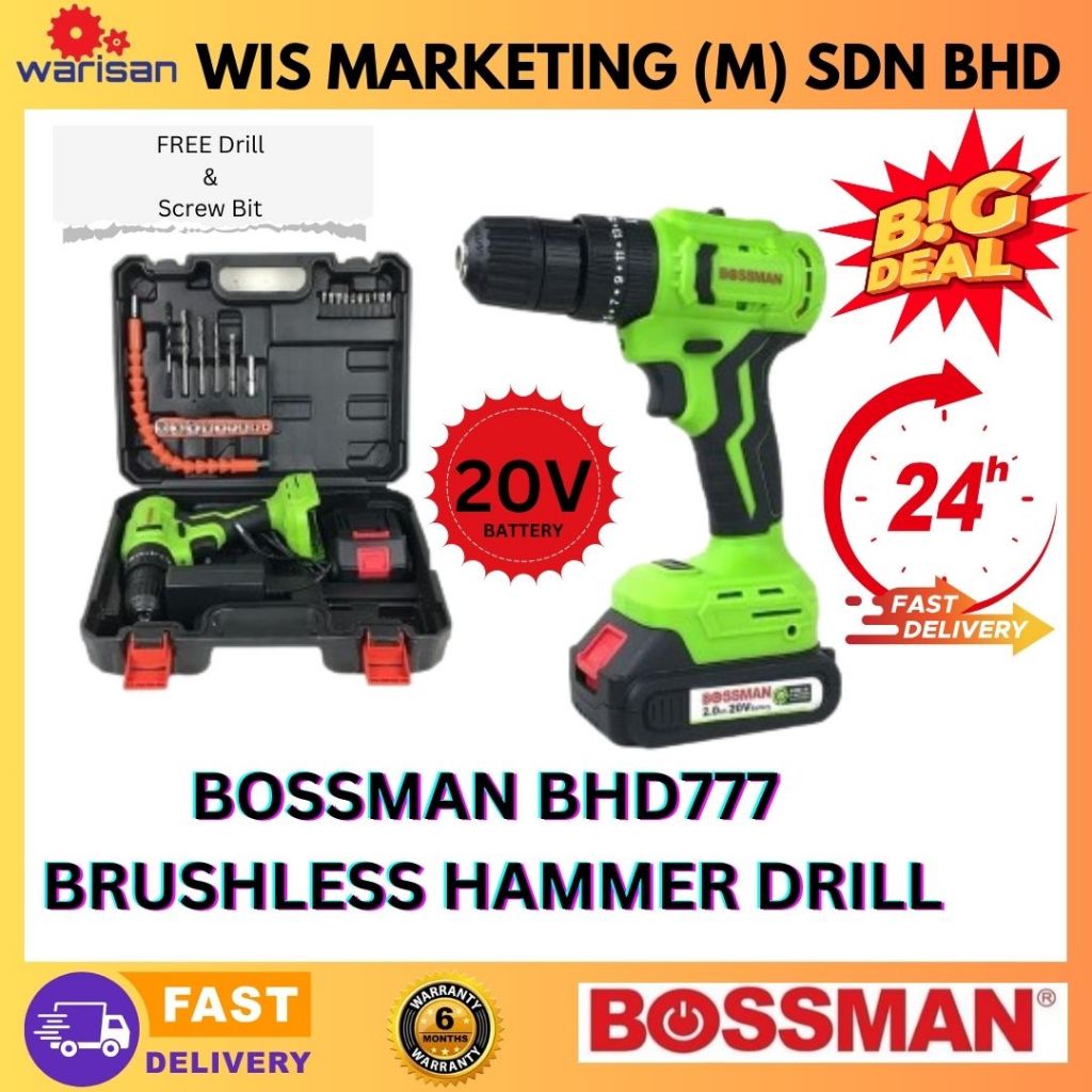BHD-777 BOSSMAN ECO Series 2.0Ah 20V Brushless Cordless Impact Hammer ...