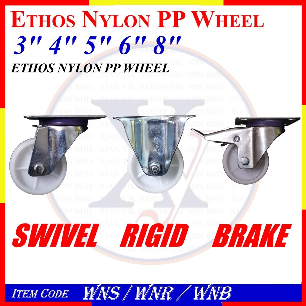 ( 3" 4" 5" 6" 8" ) ETHOS NYLON PP WHEEL - LOAD KG - WNS WNR WNB ...