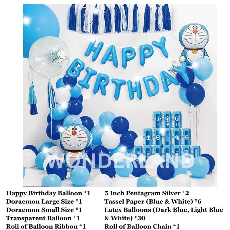 Doraemon Theme Birthday Party Balloon For Kids Doraemon Belon Hari Jadi ...