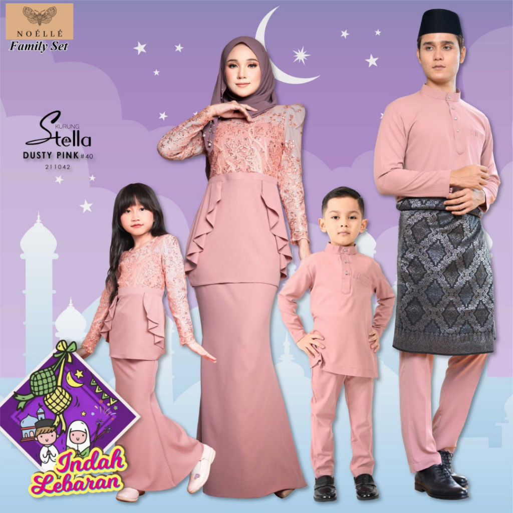 NOELLE Baju Raya Family Sedondon 2024 Baju Kurung Ibu Anak Baju Melayu ...