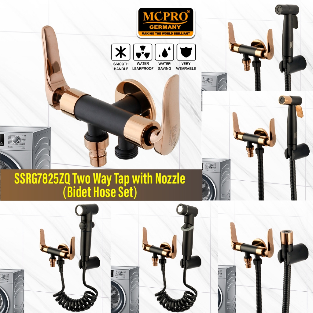 Stainless Steel Rose Gold Black Washing Machine Connector Two Way Tap ...