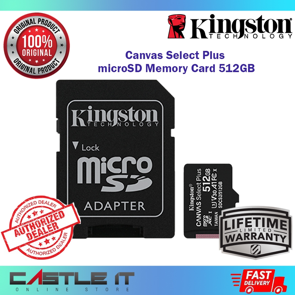 KINGSTON Canvas Select Plus MICROSD 512GB Micro SDHC SDXC TF Memory Card SDCS2/512GB | Shopee ...