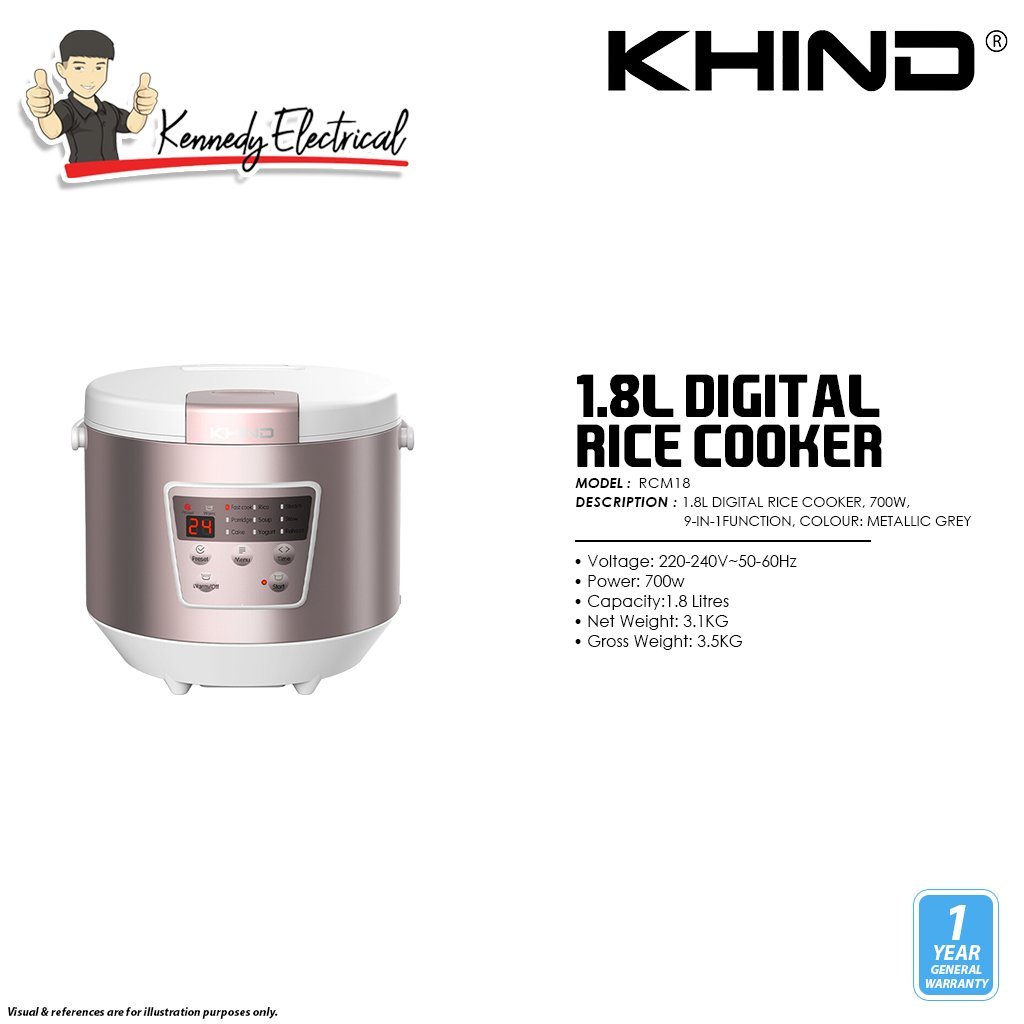 Khind 1.8L Digital RICE COOKER 700W RCM18 | Shopee Malaysia