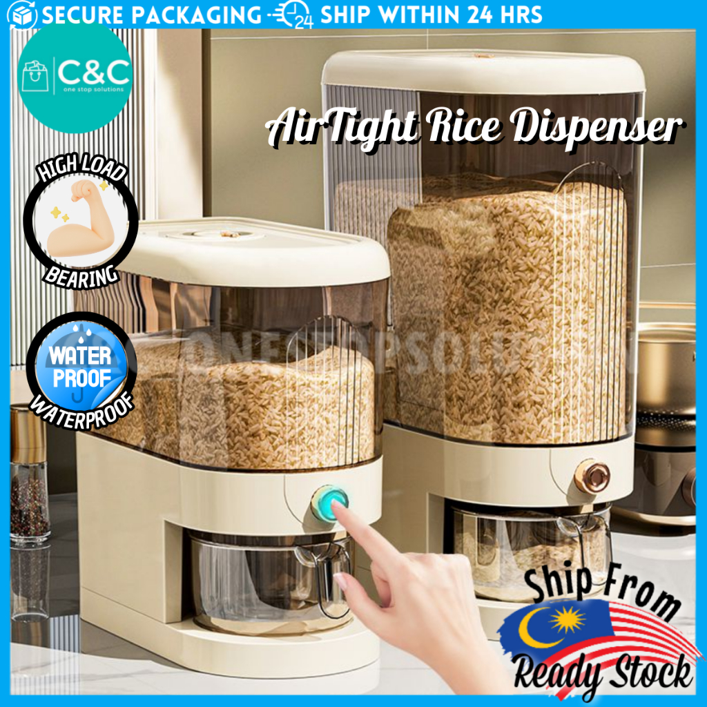 C&C 5KG/10KG Nano Bucket Rice Dispenser Slim Rice Dispenser Automatic ...