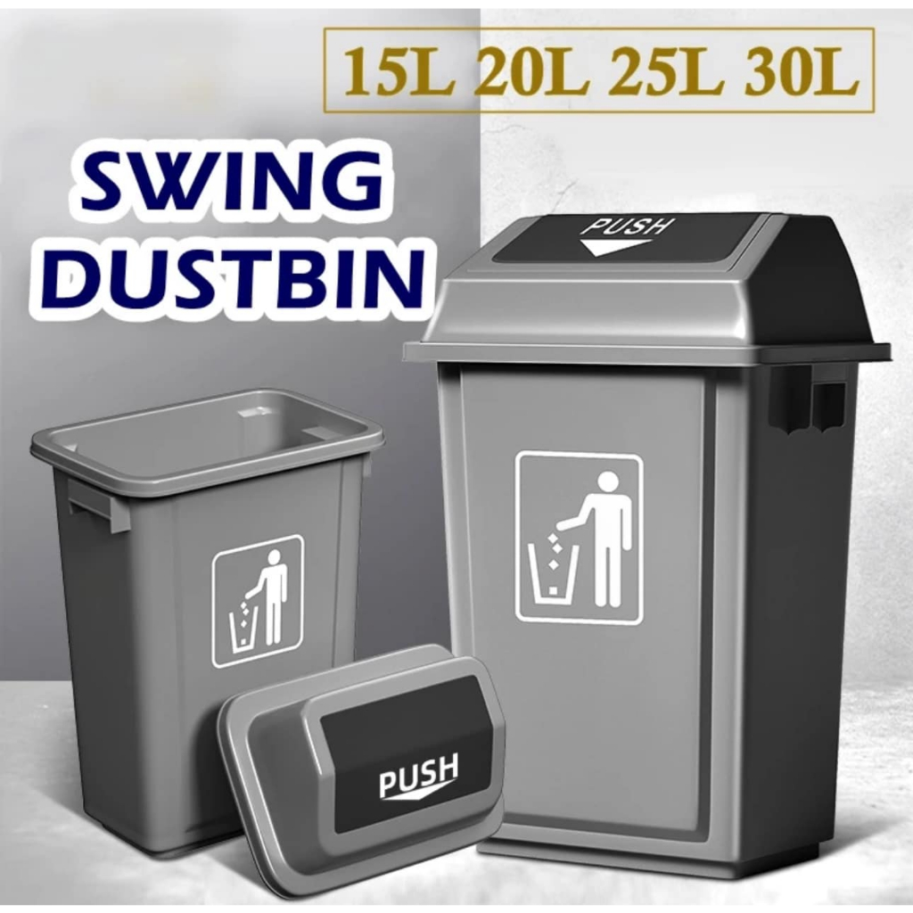 100% Ready Stock Swing Dustbin / Swing Top Bin With Swing Lid / Push ...