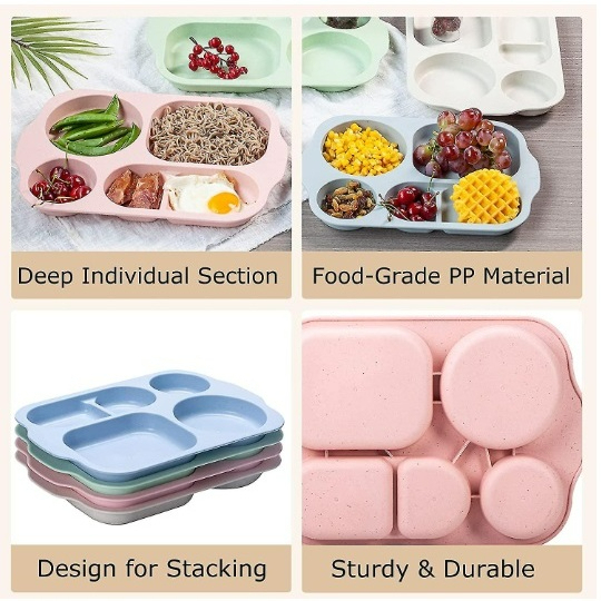 Tray Pinggan Bekas Makanan Untuk Bayi Dan Budak Ada 5 Slot Wheat Straw ...