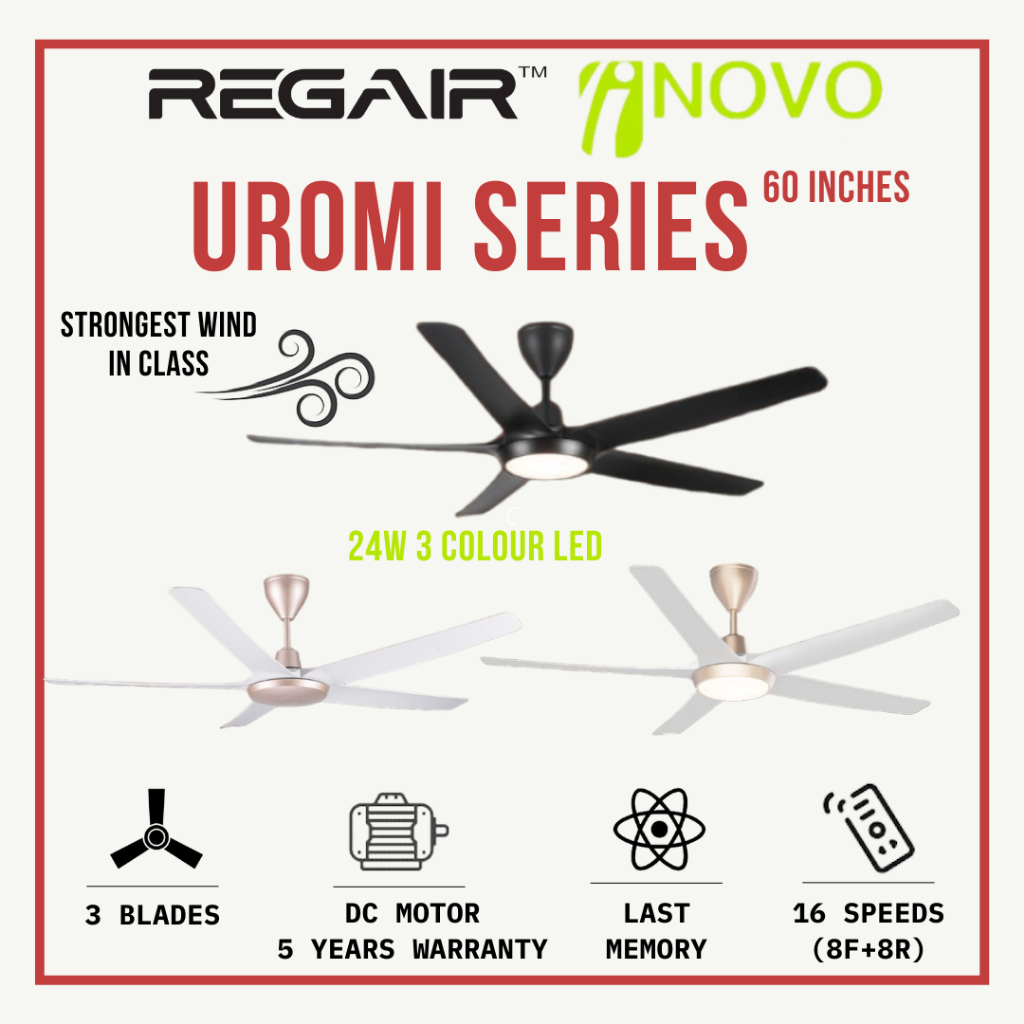 Regair Inovo Uromi 60" Uromi 60 Led Ceiling Fan With Led Light Remote ...