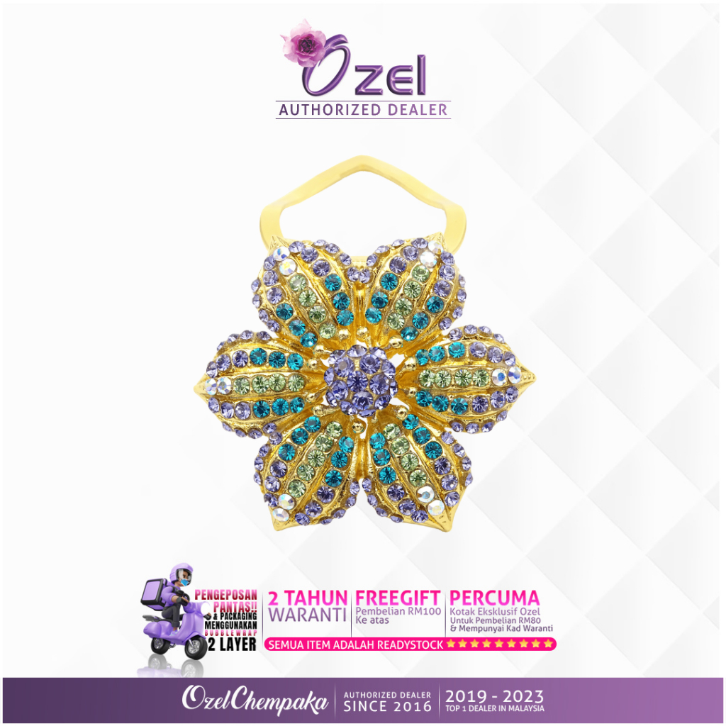 𝗥𝗲𝗮𝗱𝘆 𝗦𝘁𝗼𝗰𝗸 Ozel Chempaka SCB164 Bunga Tajam , Pin Ring Tudung ...