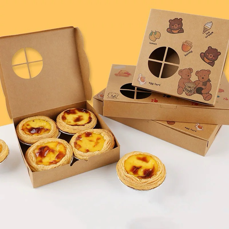 4/6 slots Egg tart packing box Portugese tart box Cake box ...