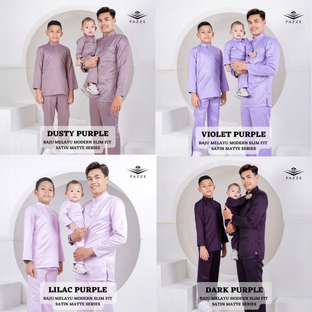 🔥 SET SEDONDON 🔥Pazze Baju Melayu Modern Slim Fit Satin Matte - Dusty ...