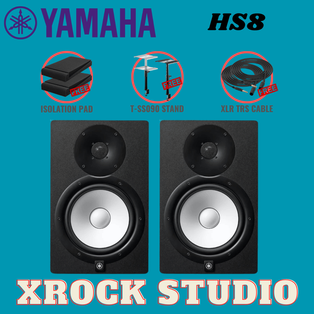 Yamaha HS8 8 inch Powered Studio Monitor Speaker With Desktop Monitor ...