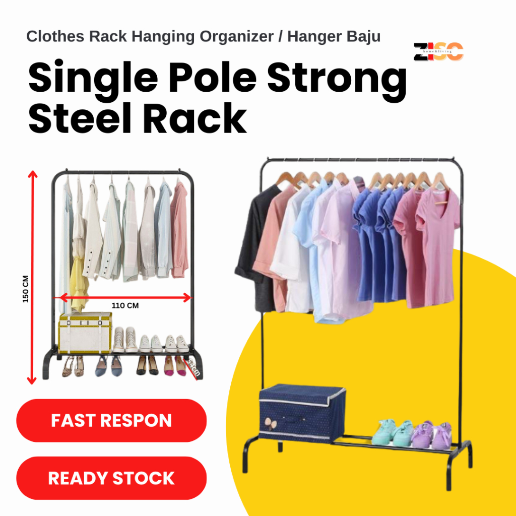 Single Pole Cloth Clothes Hanger Rack / Rak Besi Penyangkut Tempat ...