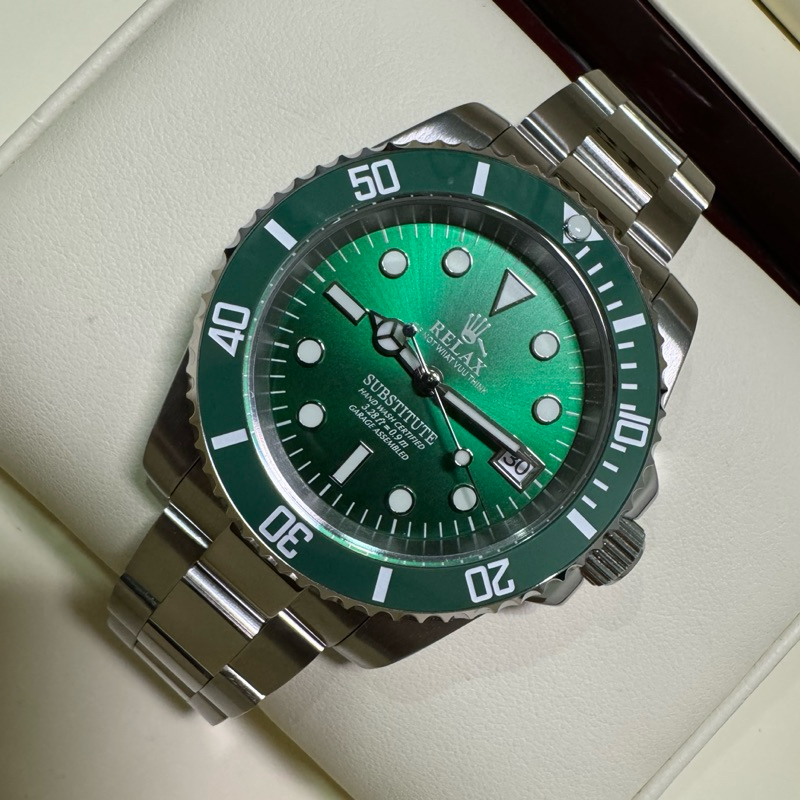 Seiko Mod - 40mm Relax Green Submarine NH35 Seiko Automatic Movement ...