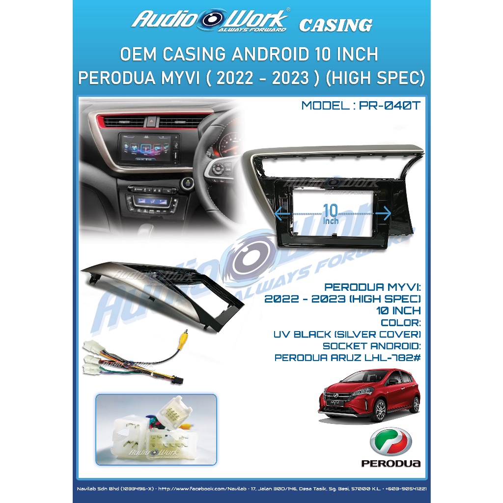 Perodua Myvi 2018-2023 10 Inch Android Player Casing (UV Black) Ready ...
