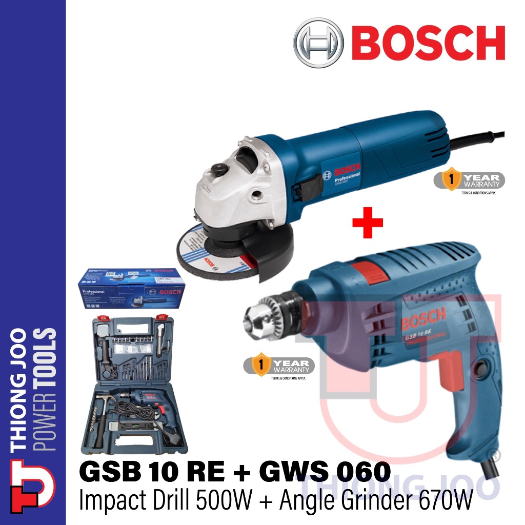 BOSCH GSB 10RE + GWS 060 COMBO SET | Shopee Malaysia