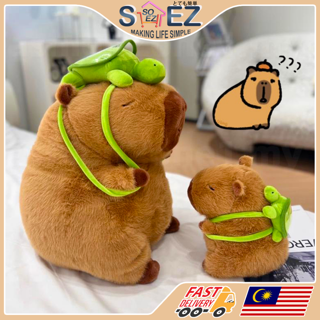 🔥Capybara🔥Tik Tok Same Style Seated Capybara Doll 卡皮巴拉🥳水豚公仔 乌龟背包水豚 Ugly ...