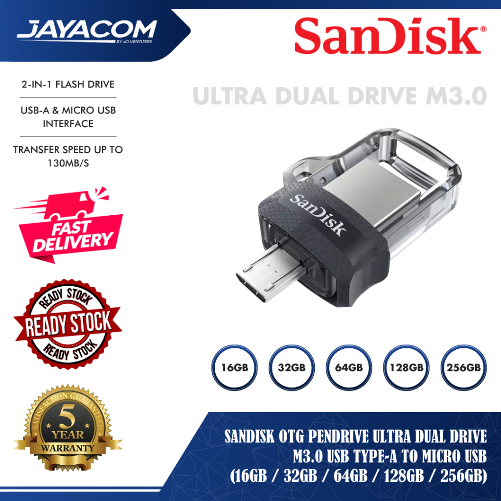 Sandisk OTG Pendrive Ultra Dual Drive M3.0 USB Type-A to Micro USB ...