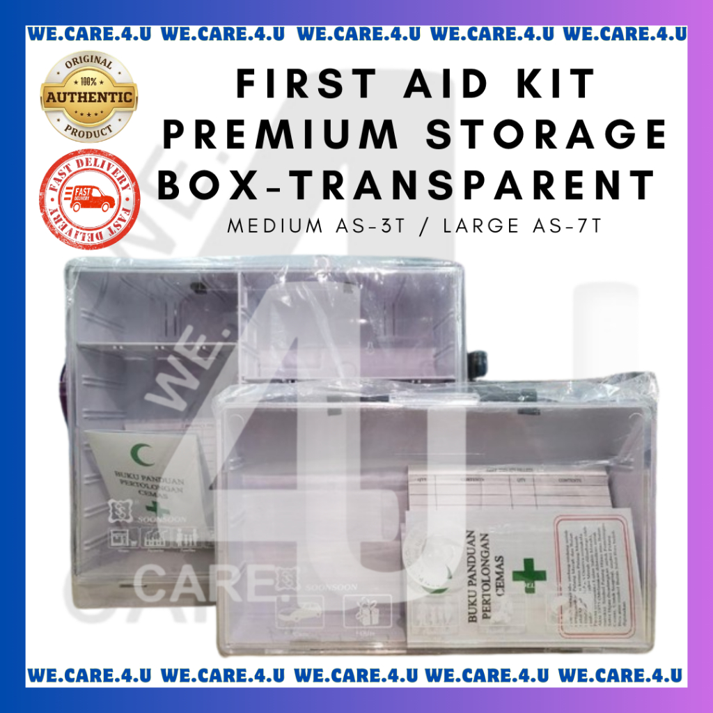 ~FIRST AID KIT PREMIUM STORAGE BOX-TRANSPARENT MEDIUM AS-3T / LARGE AS ...