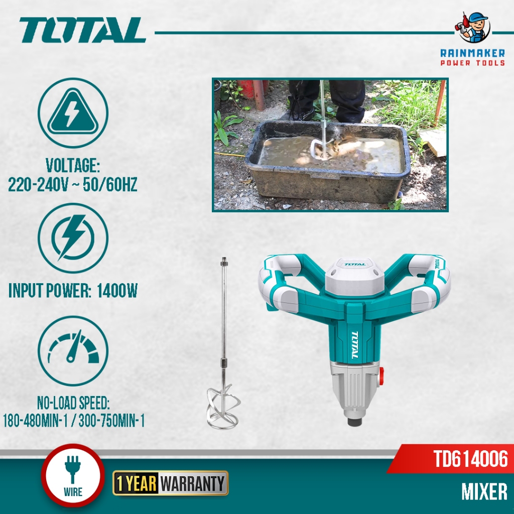 TOTAL Mixer With Mixing Paddle M14 Thread to Mix And Blend Paint In Can ...