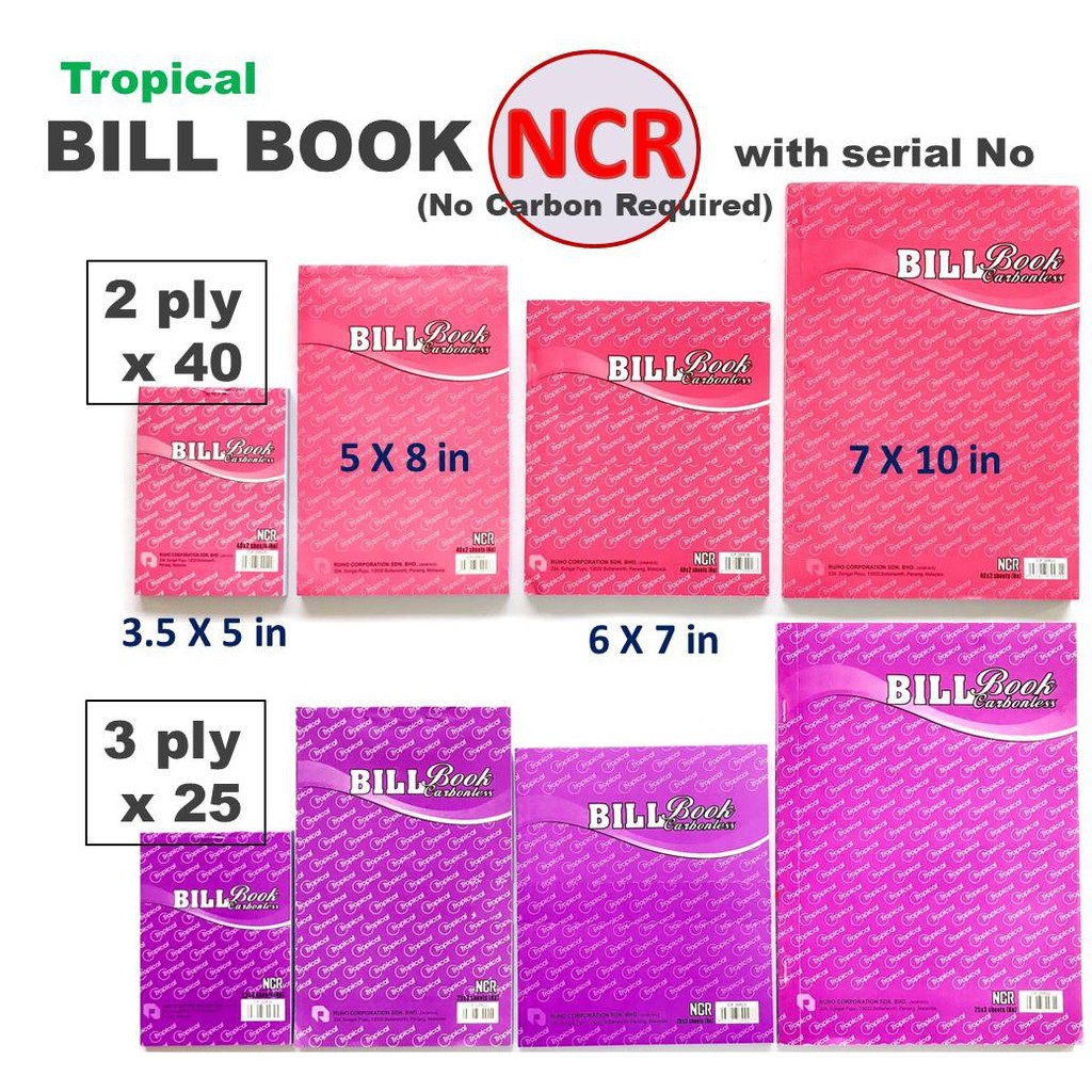 Tropical Bill Book NCR 2ply 3ply 3.5x5/5x8/6x7/7x10 | Shopee Malaysia