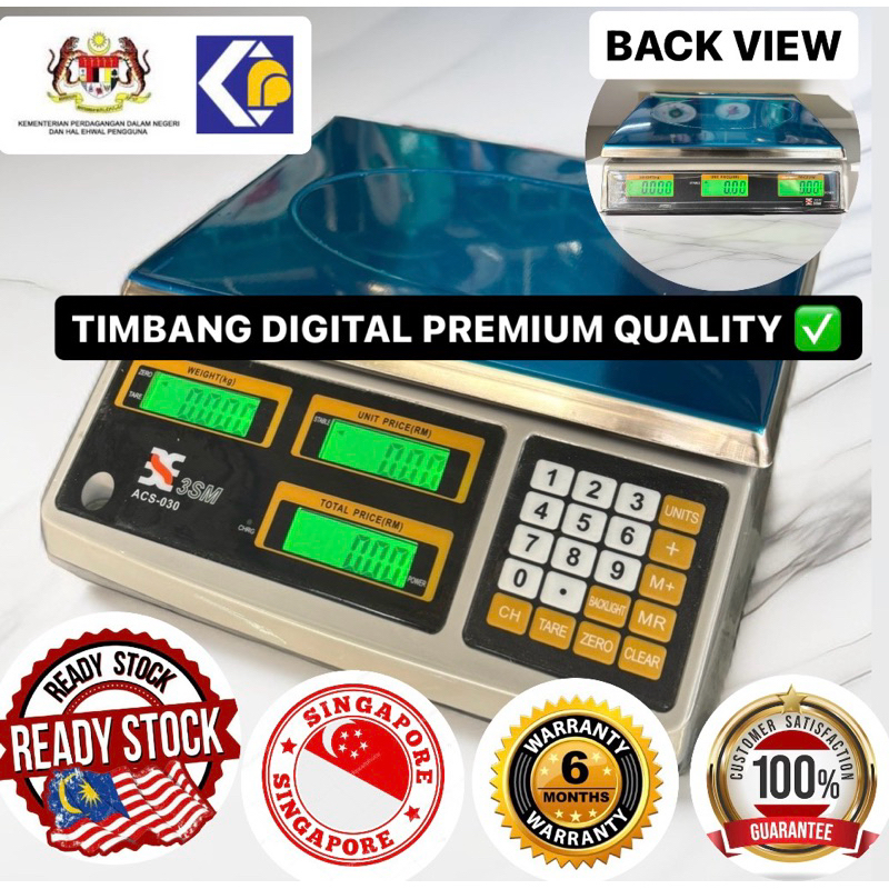 3SM Digital Scale / Premium High Precision Price Computing Scale 30kg ...
