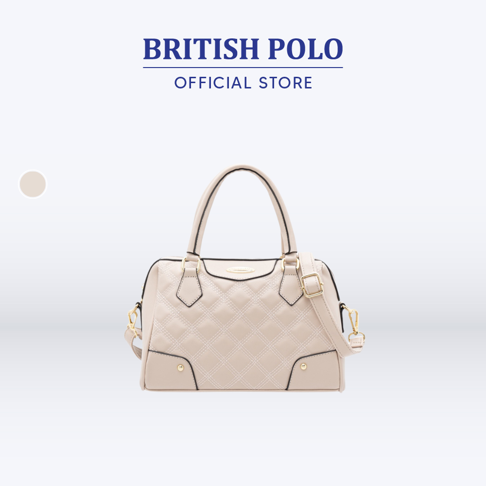 British Polo Quilted Harper Ladies Womens PU Leather Boston Top Handbag ...