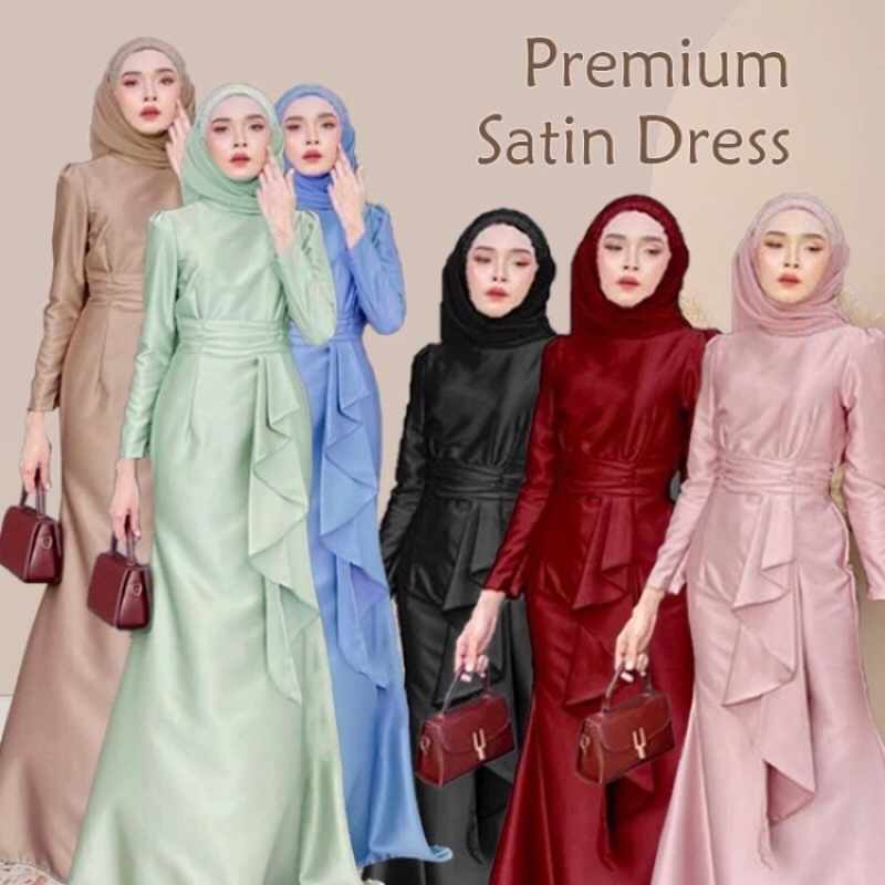 Premium satin dresss | Baju Raya | Baju kurung | Muslim dress | Baju ...