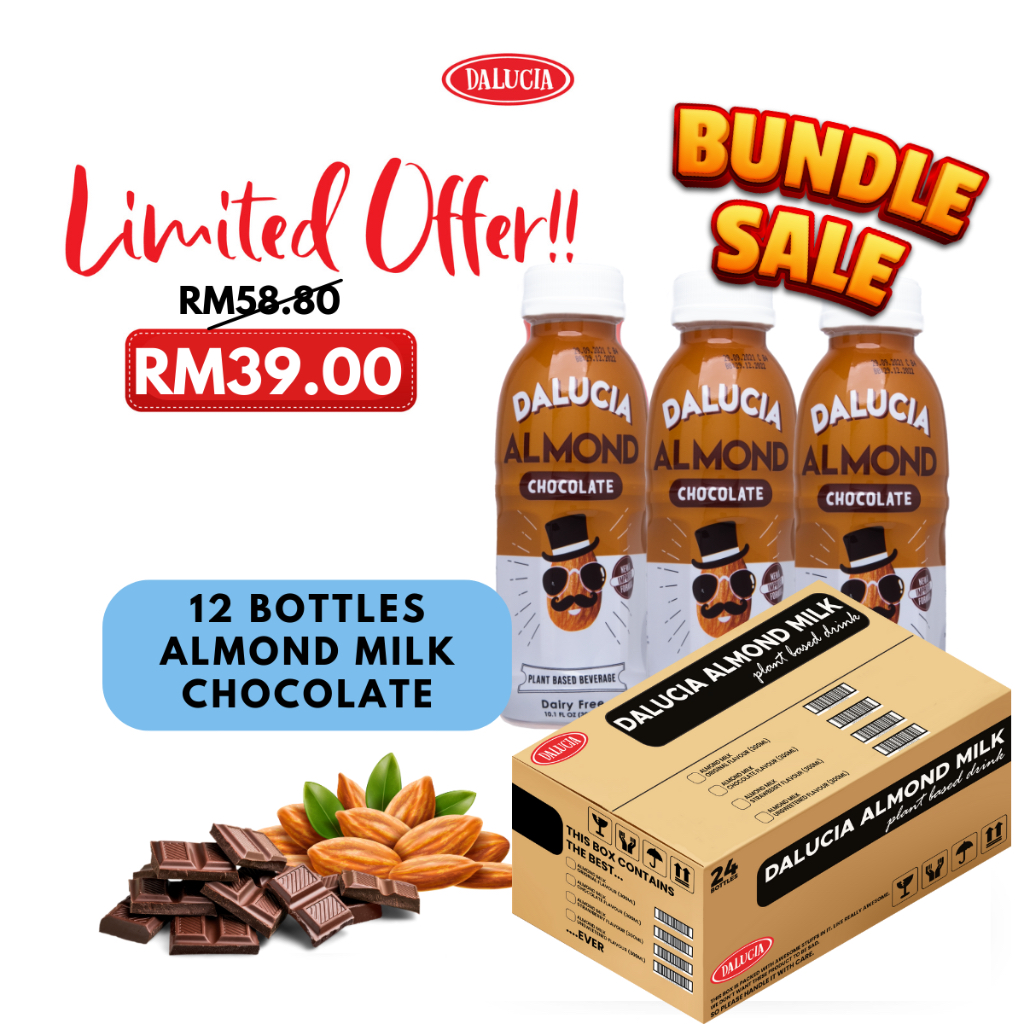 [BUNDLE 12 BOTTLES ] - Dalucia Minuman Susu Badam /Non-Dairy Almond ...