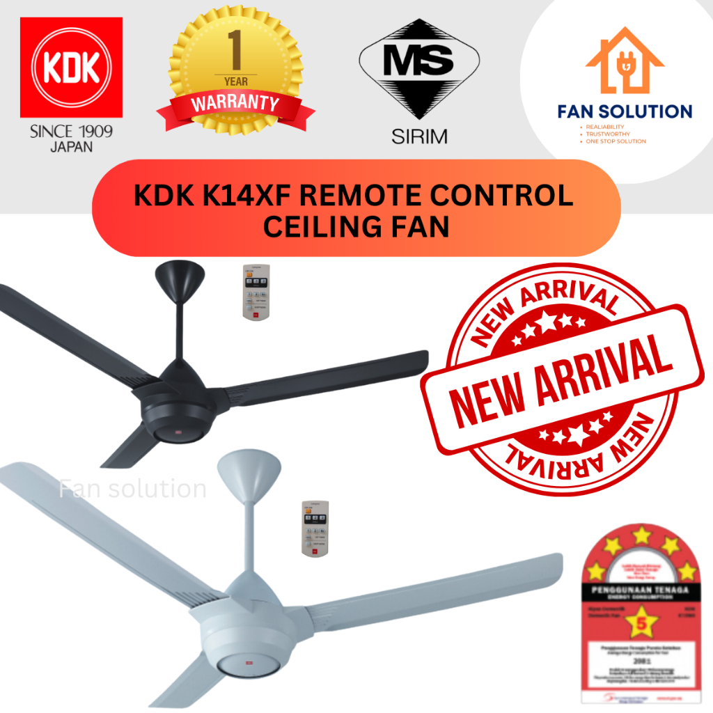 KDK K14XF-GY (GREY)/ K14XF-BK (BLACK) KIPAS SILING 3 BILAH DENGAN ALAT ...