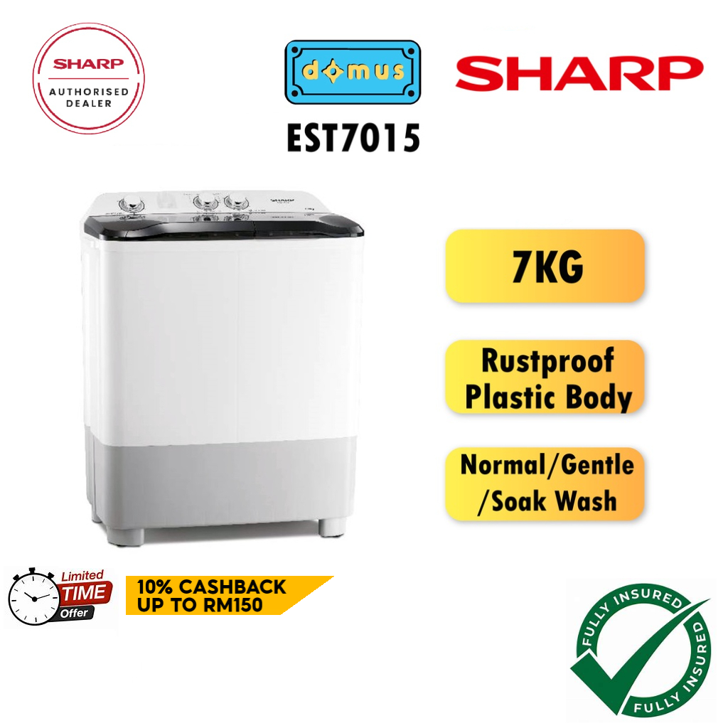 Sharp Semi Auto Washing Machine Twin Tub Washer 7KG Mesin Basuh Manual ...